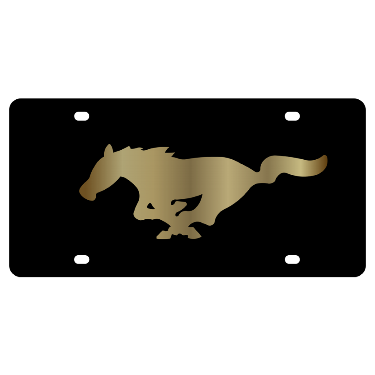 HossRods.com | Ford Mustang Carbon Steel License Plate Gold Logo | Hot ...